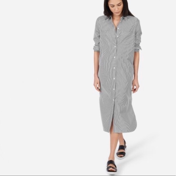 Everlane | Dresses | Nwot Everlane Midi Shirt Dress Blackwhite | Poshmark